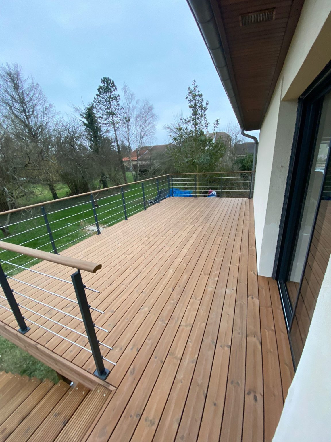 Terrasse autoportante sur poteaux en Thermopin - Moussey (57) - L ...